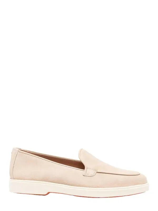 Santoni Suede Slip-on Loafers - Cream