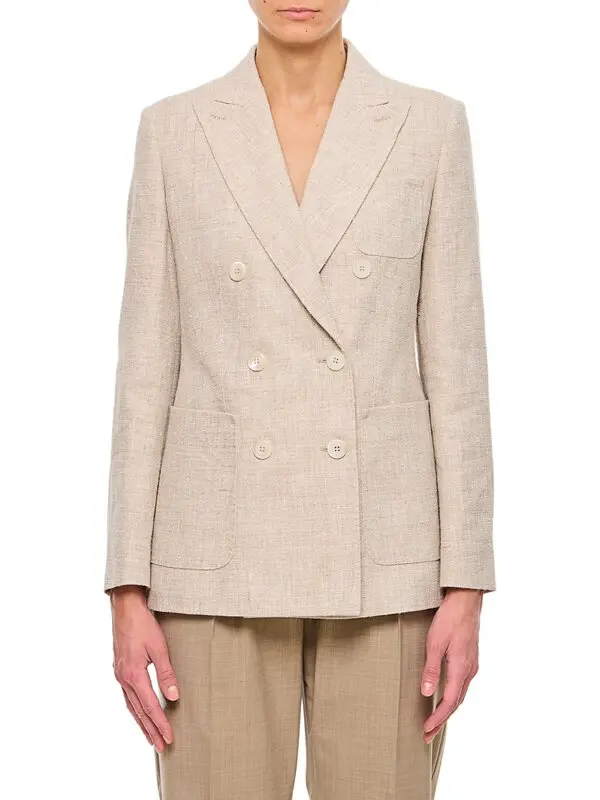 Max Mara Targa Linen Double-breasted Blazer - Multicolor