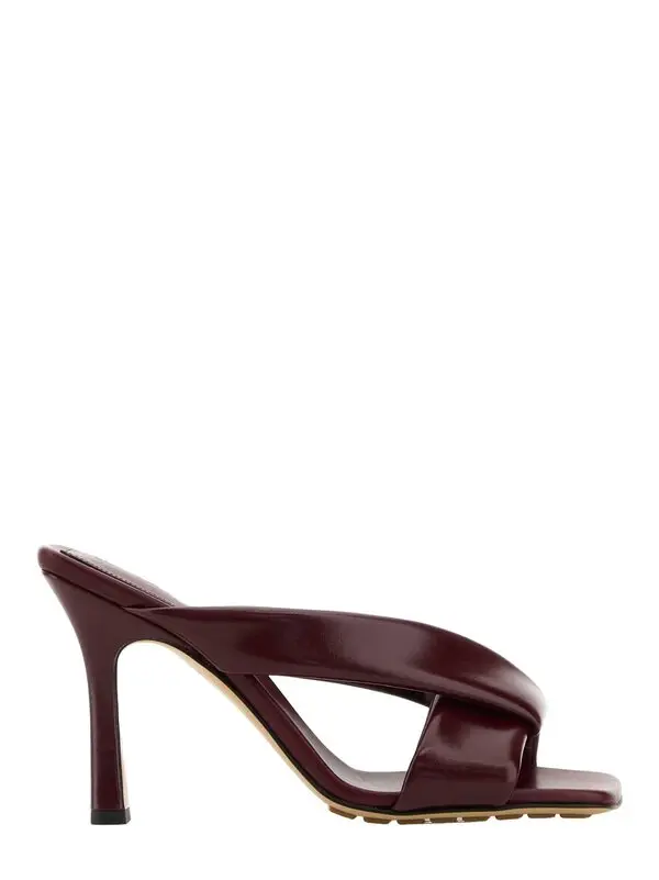Bottega Veneta Burgundy Leather Riva Mules - Red