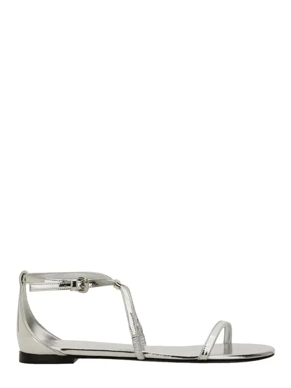 Alexander McQueen Metallic Foil Strappy Sandals - Silver