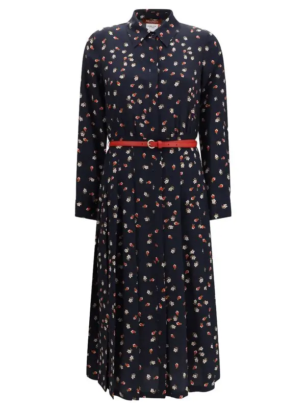 Max Mara Floral Print Silk Midi Dress - Blue