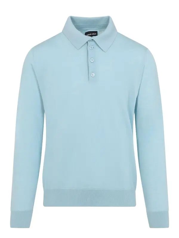 Giorgio Armani Aquamarina Wool Polo Sweater - Blue