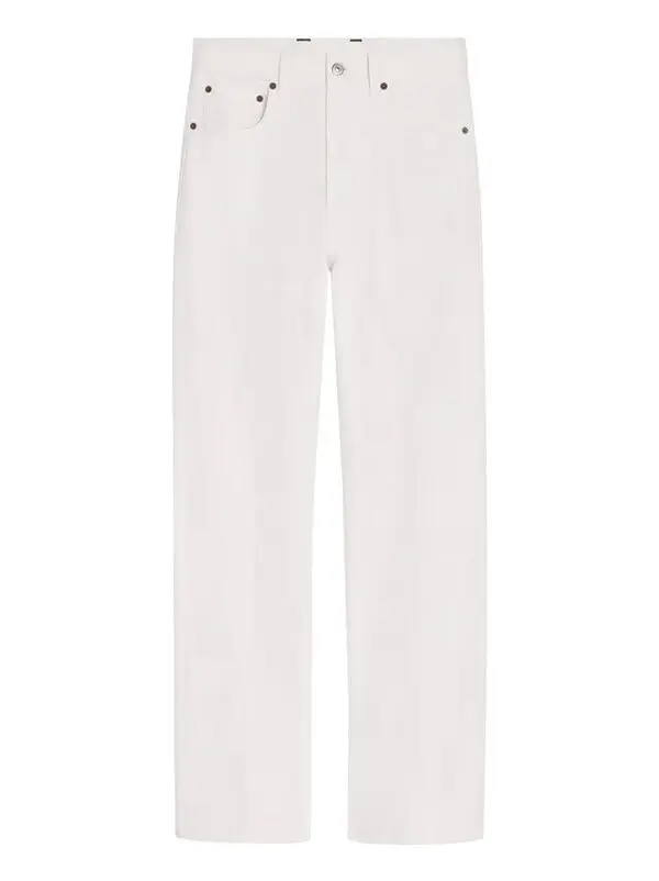 Celine Boyfriend Jeans In White Heavy Stone Wash Denim - Multicolor