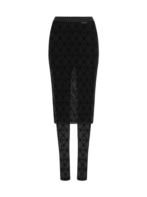 MARINE SERRE Patterned Trousers And Skirt Combination - Black