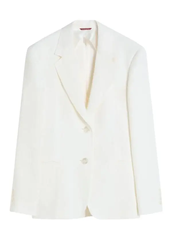 Max Mara Lapel Collar Button Fastening Long Sleeves Welt Pockets Tailored Design Blazer - White