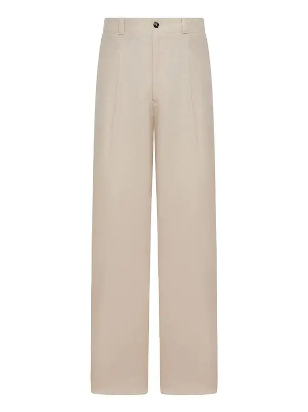 Giorgio Armani Linen Blend Straight Leg Trousers - Multicolor