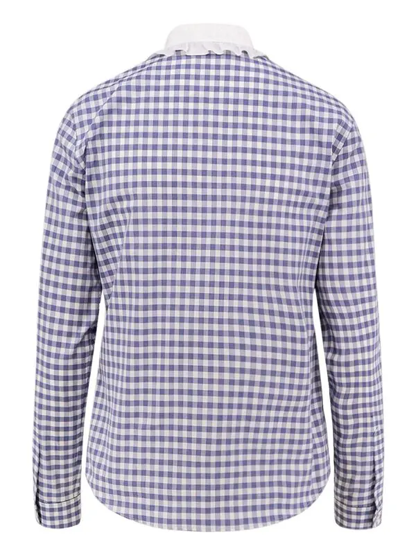 Celine Vichy Cotton Shirt With Ruffled Collar And Triomphe Embroidery - Multicolor