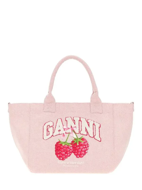 GANNI Canvas Small Trapeze Shopping Bag - Pink