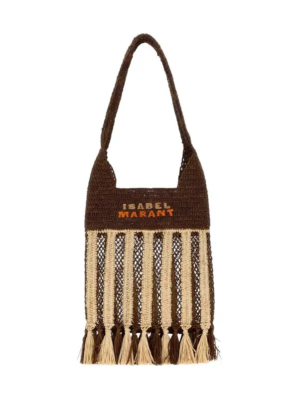 Isabel Marant Étoile Embroidered Raffia Shoulder Bag - Multicolor