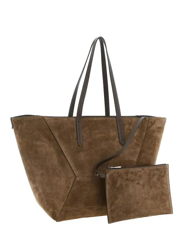 Brunello Cucinelli Leather Shopping Bag - Gray
