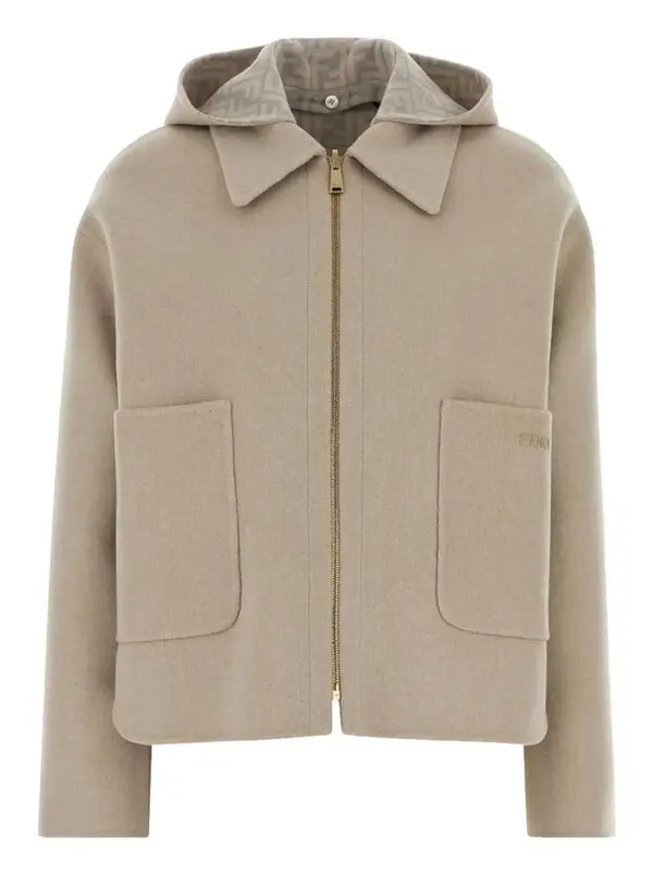 Fendi Oversized Reversible Wool Jacket With Hood - Multicolor