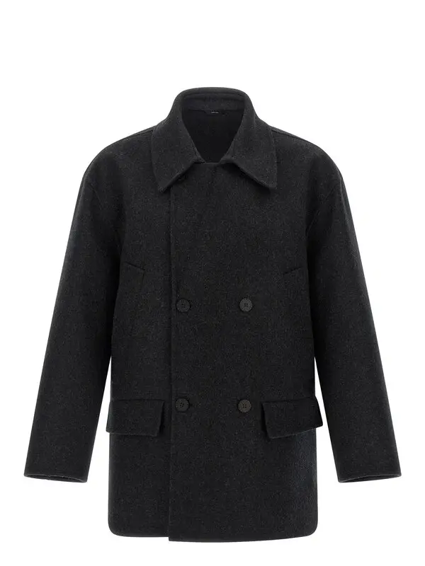 Fendi Felt Wool Double-breasted Coat - Gray