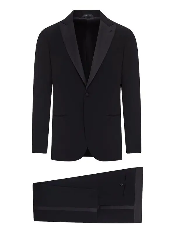 Giorgio Armani Classic Single-breasted Tuxedo With Satin Lapel - Black