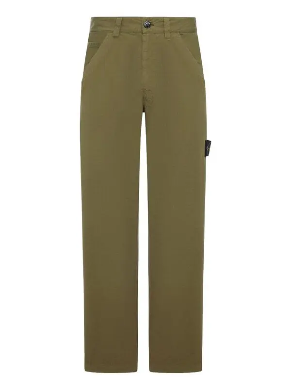 Stone Island Cotton Trousers With Logo - Green