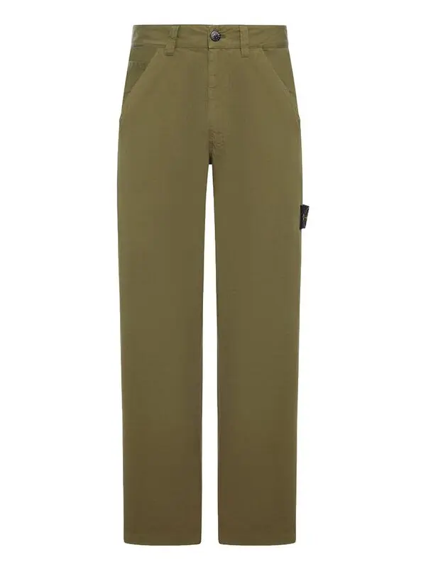 Stone Island Cotton Trousers With Logo Patch - Multicolor