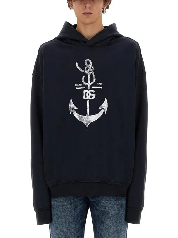 Dolce & Gabbana Printed Anchor Hoodie - Blue