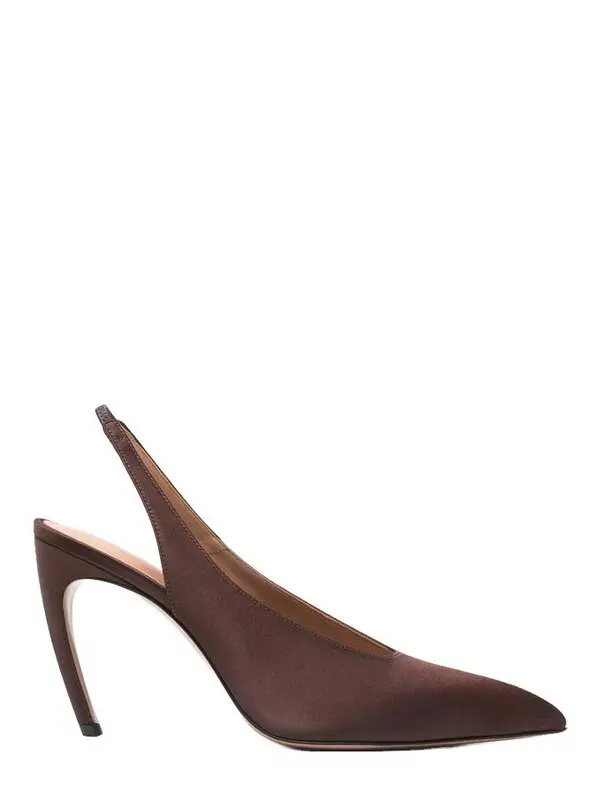 Attico Dark Pointed Toe Slingback Curved Heel - Brown