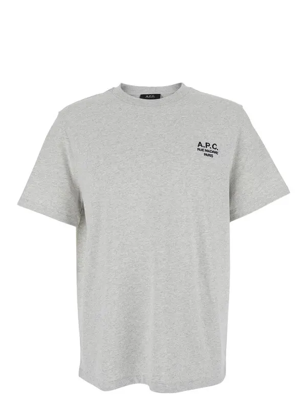 A.p.c. Cotton Crewneck T-shirt With Embroidered Logo - Gray