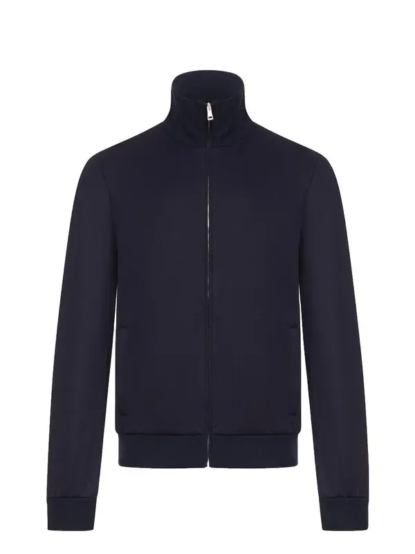 Gucci Technical Jersey Zip-up Jacket With Web Tape - Blue
