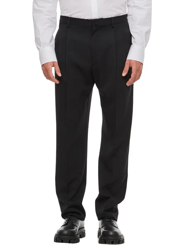 LANVIN Straight Leg Wool Trousers - Multicolor