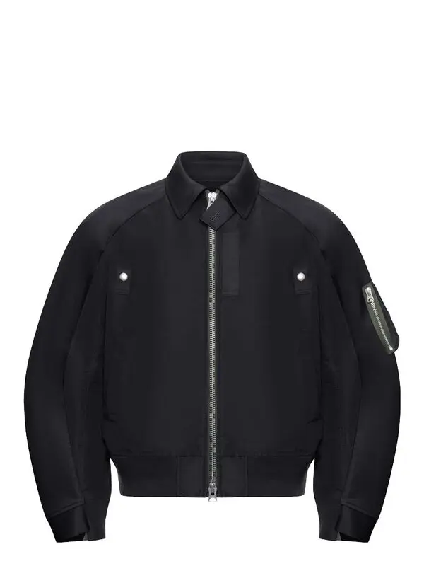 Sacai Hybrid Cotton Chino X Nylon Twill Blouson Jacket - Black