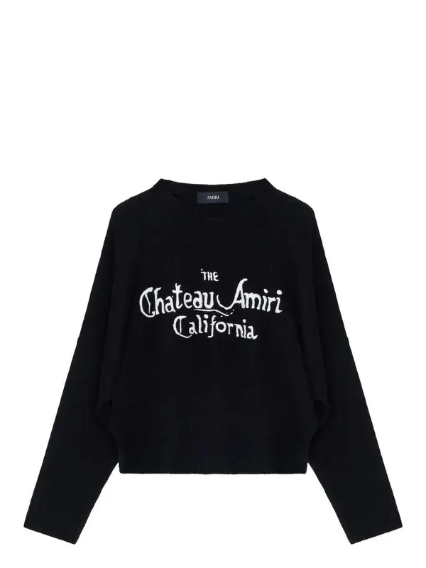 Amiri Chateau California Embroidered Cotton Blend Sweater - Black