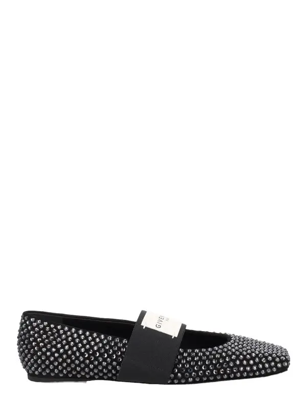 Givenchy Embellished Leather Ballerina Flats - Black