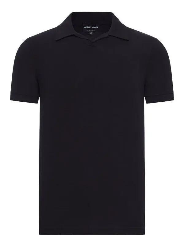 Giorgio Armani Short-sleeved Polo Shirt In Technical Fabric - Black