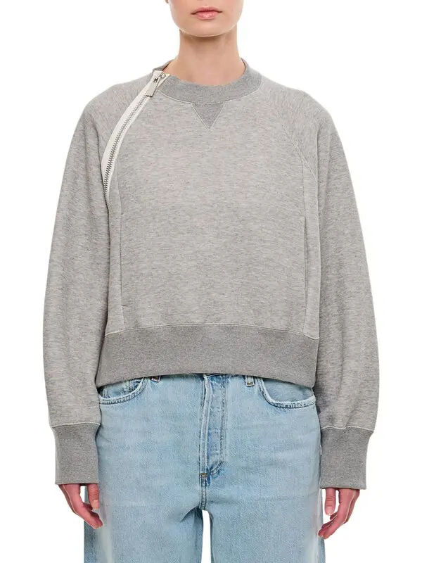 Sacai Crewneck Sweatshirt With Zipper Detail - Gray