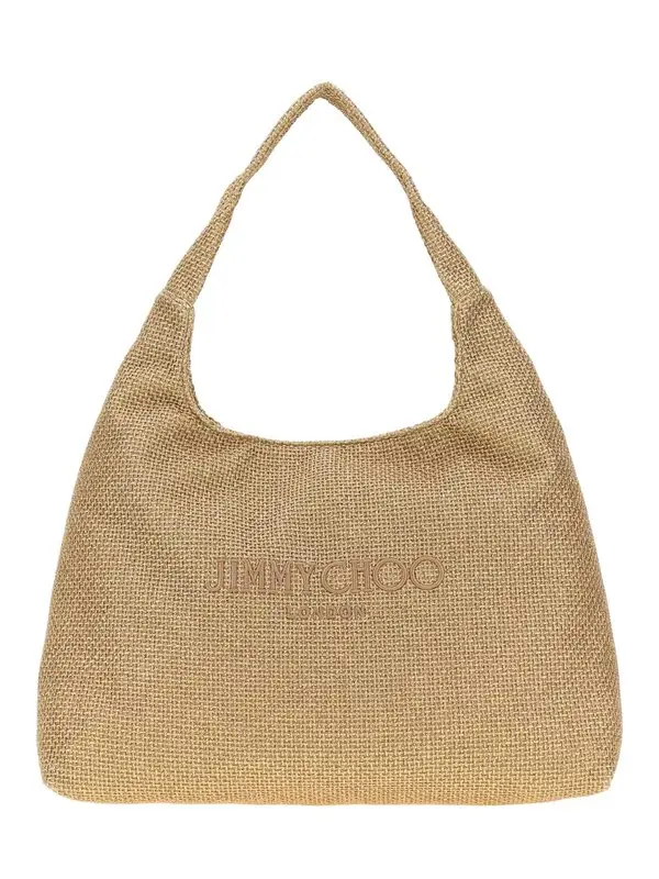 JIMMY CHOO Raffia Beach Shopping Bag - Gold