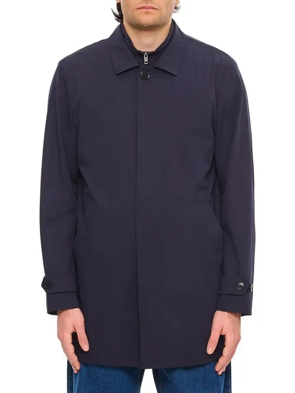 FAY Long Coat With Zip And Button Closure - Multicolor
