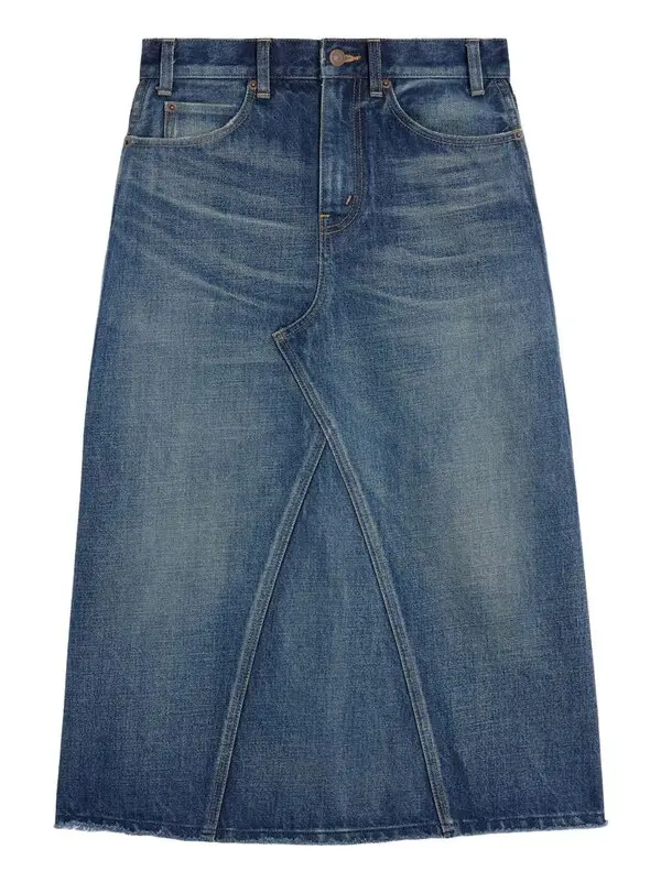 Celine Denim Midi Skirt - Multicolor