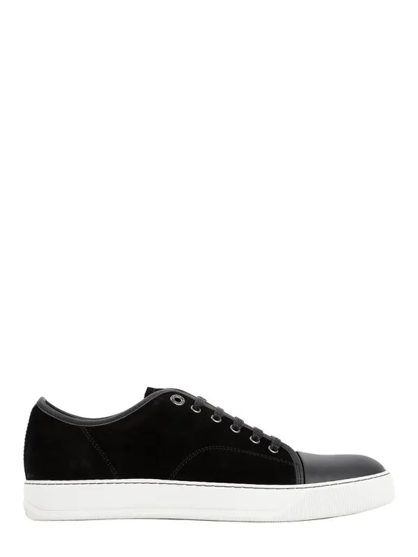 LANVIN Suede And Nappa Cap Toe Low Top Sneakers - Black