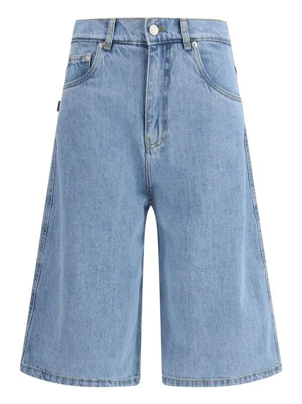 Coperni Wide Leg Denim Bermuda Shorts - Blue