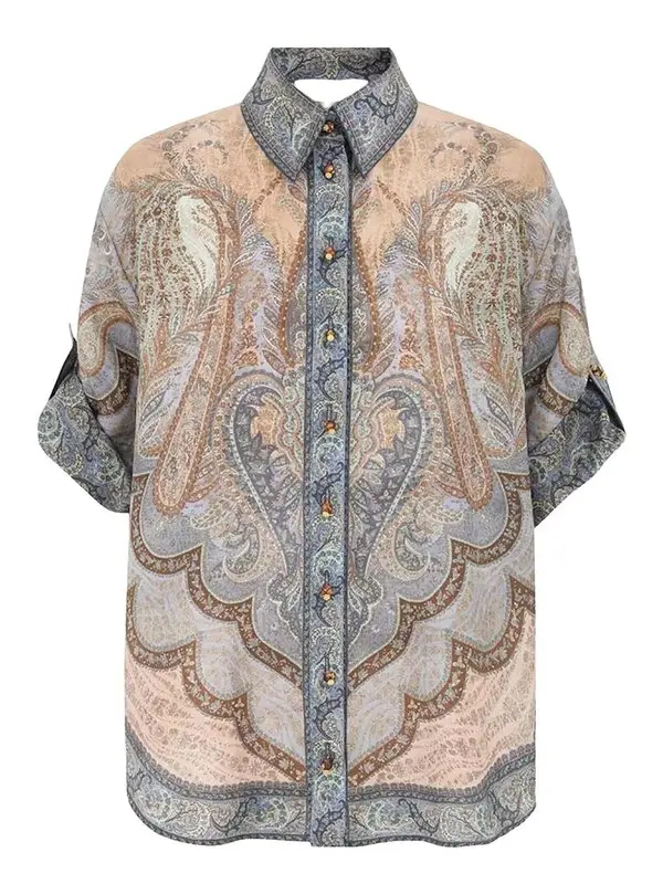 Zimmermann Wanderlust Short Sleeve Shirt - Blue