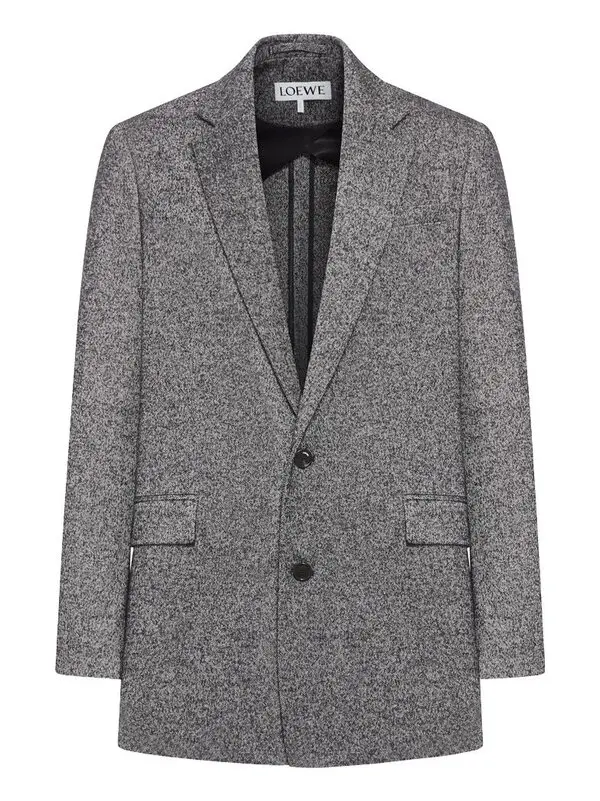 Loewe Single-breasted Wool Blend Jacket - Gray