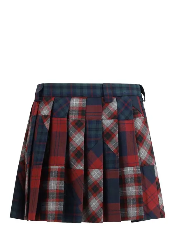 Miu Miu Pleated Tartan Skirt - Multicolor