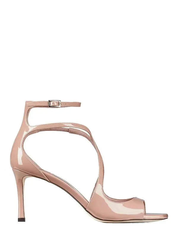 JIMMY CHOO Salmon Patent Leather Strappy Stiletto Sandals - Pink