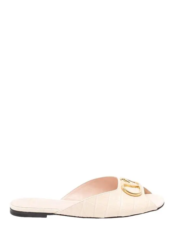 Valentino Garavani Vlogo Signature Embossed Calfskin Slides - Multicolor