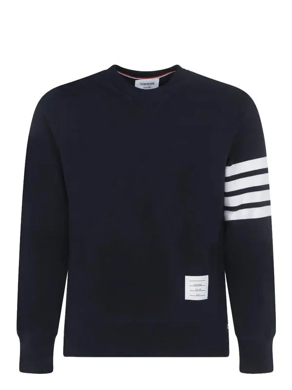 Thom Browne Loopback Cotton Crew-neck Sweatshirt With 4-bar Stripe - Blue