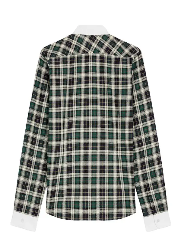 Celine Tartan Cotton Shirt With Contrasting Details - Multicolor
