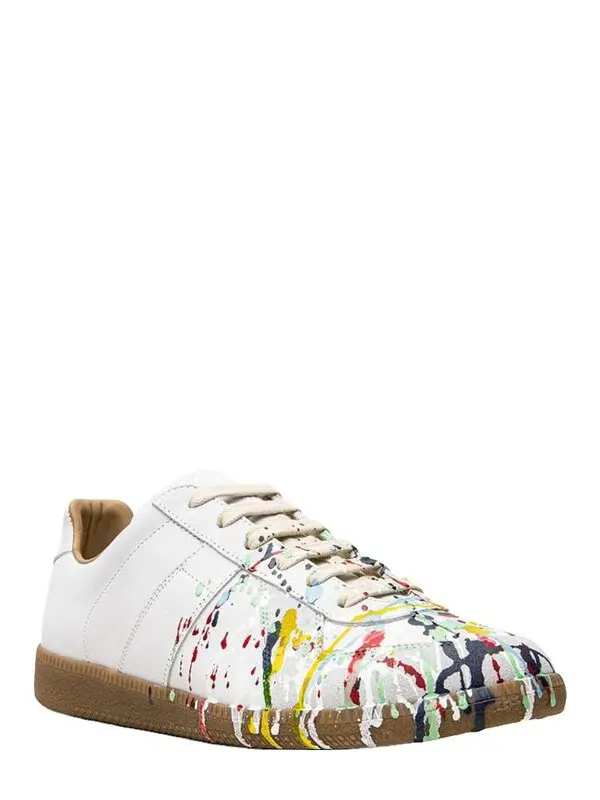 MAISON MARGIELA Low-top Trainers With Paint Splatter Detail - White