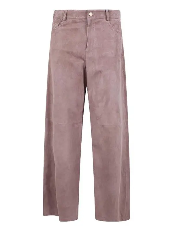 Max Mara Straight Leg Leather Trousers - Brown