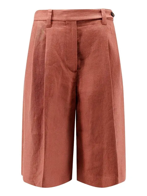 Brunello Cucinelli Linen Shorts With Monili Detail - Multicolor