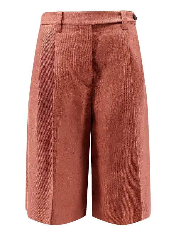 Brunello Cucinelli Linen Shorts With Monili Detail - Multicolor