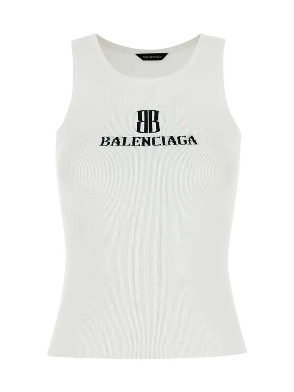 Balenciaga Viscose Blend Tank Top - White