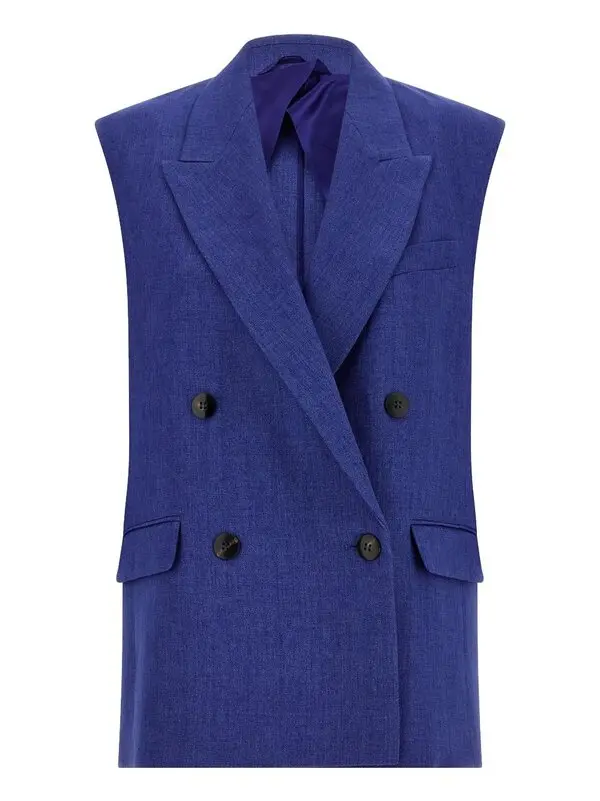 Max Mara Double Breasted Waistcoat - Blue