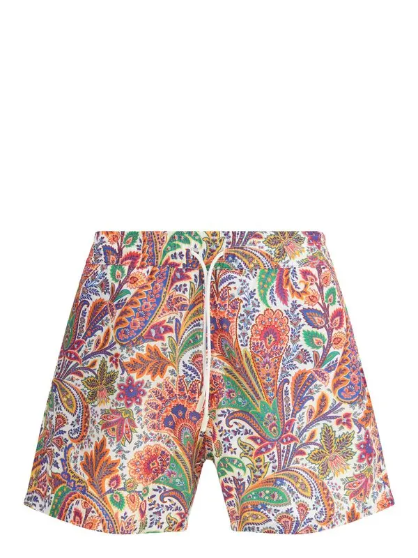 Etro Roma Swim Shorts With Placed Floral Print - Multicolor