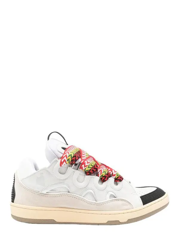 LANVIN Low-top Sneakers With Perforated Toebox And Lace-up Fastening - White