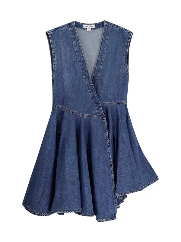 Alaïa Wrap Denim Dress - Multicolor